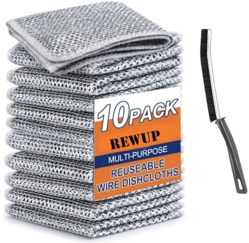 10 Pack Non-Scratch Wire Dishcloth & Gaps Cleaning Brush, Multipurpose ...