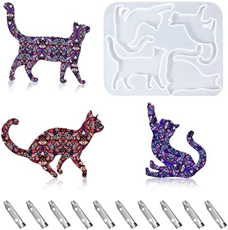 Amazon.com: Cute Cat Resin Molds Silicone, 3D Animal Silicone Molds ...