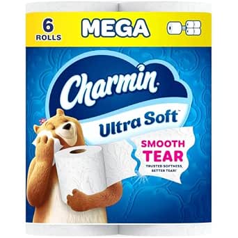 Amazon.com: Charmin Ultra Soft Toilet Paper, 6 Mega Rolls = 24 Regular ...