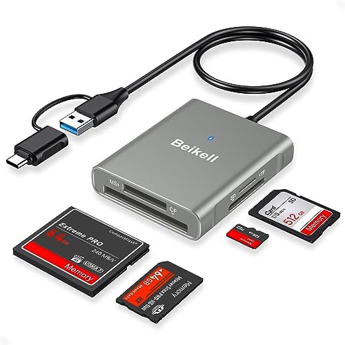 Beikell 4 in 1 Dual Connector USB C & USB 3.0 Card Reader, 4 Cards ...