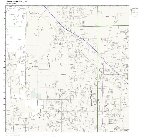 ZIP Code Wall Map of Menomonee Falls, WI ZIP Code Map Not Laminated ...