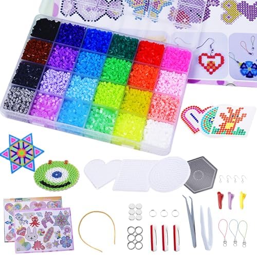 Tomtary 17000pcs Fuse Beads Kit 24 Colors 2.6mm Iron Beads with ...