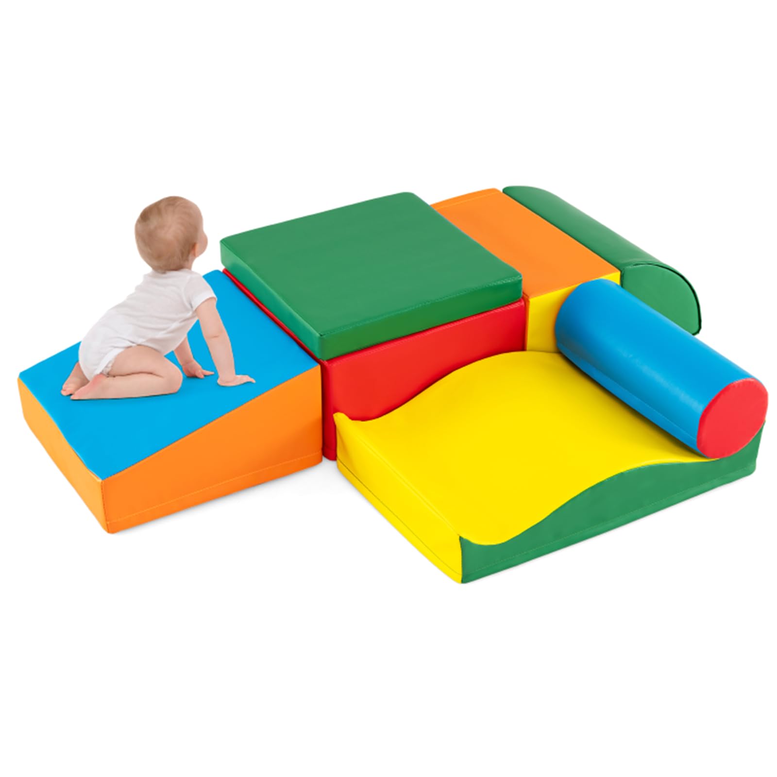 COSTWAY 7 Pieces Toddler Climb and Crawl Foam Play Set, Colorful ...