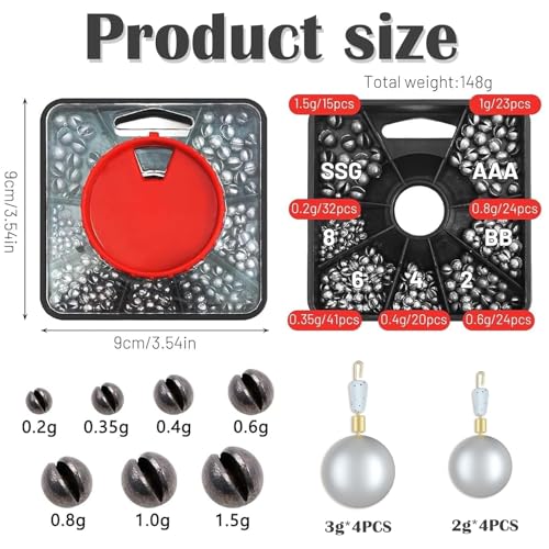 Fishing Weights, Split Fishing Weights and Sinkers Set, Ideal for Carp ...