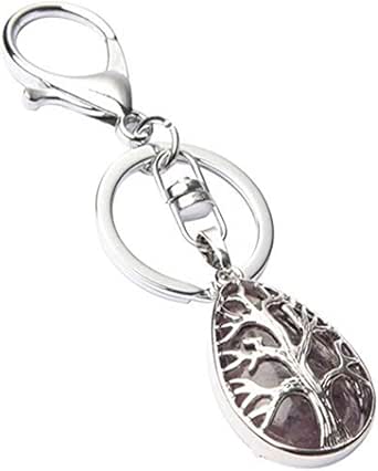 YNCHERISH Keychain Key Clip Natural Stone Silver Plated Water Drop Blue ...