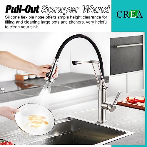 CREA Single Lever Folding Kitchen Tap, Kitchen Sink Tap with 4 ...