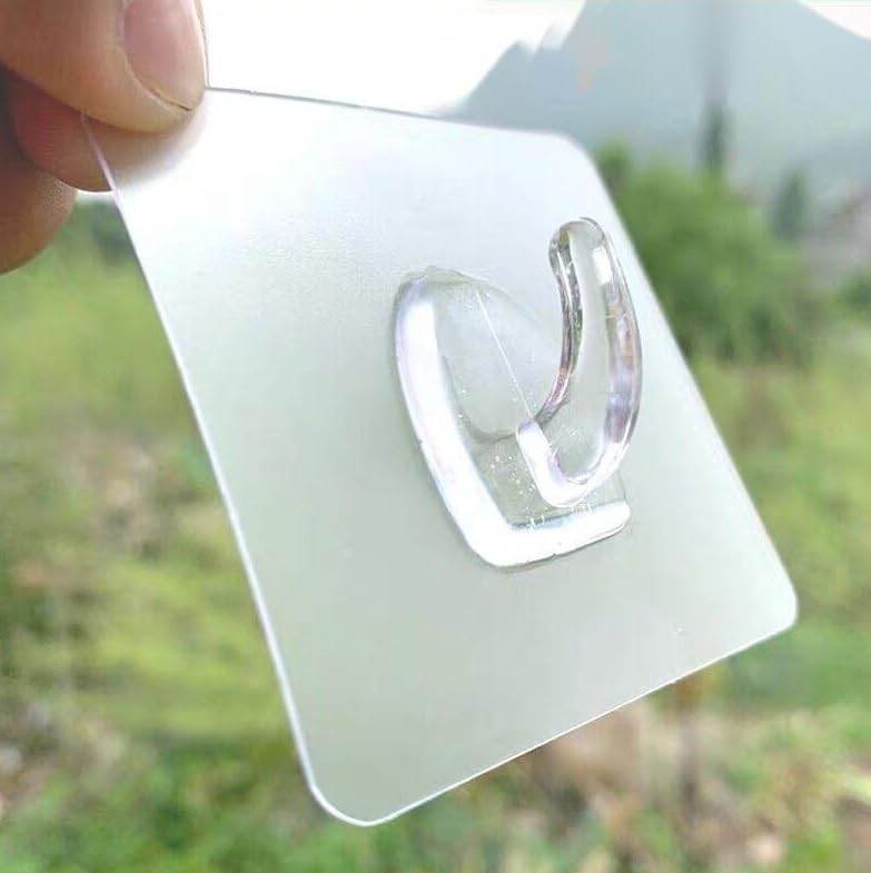 Volunx 12 PCS Heavy Duty self Adhesive Clear Hooks Clear Waterproof ...