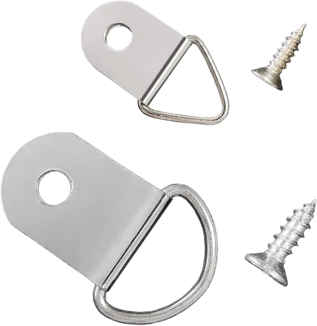 100 Pack D-Ring Picture Hangers with Screws for Hanging Clock Paintings ...