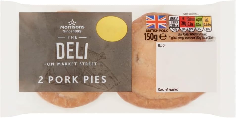 Morrisons The Deli On Market Street 2 Pork Pies, 150g : Amazon.co.uk ...
