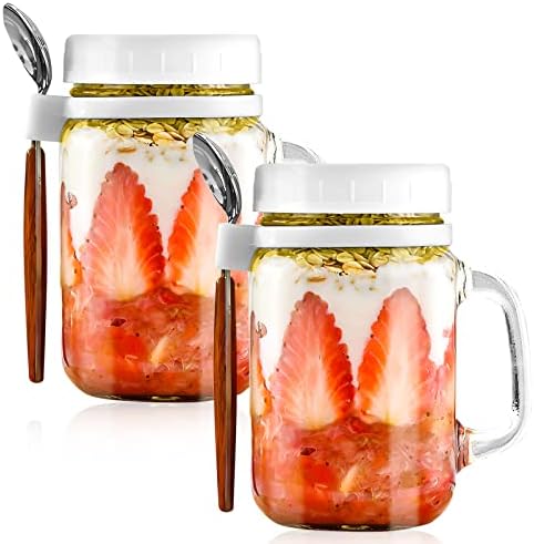 2Pcs Overnight Oats Container, 16oz Large Capacity Airtight Seal ...