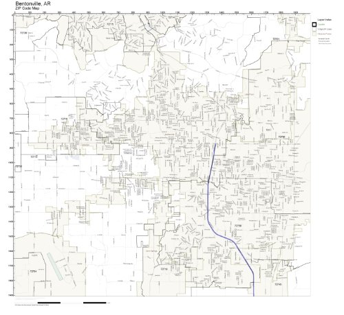 ZIP Code Wall Map of Bentonville, AR ZIP Code Map Not Laminated: Amazon ...