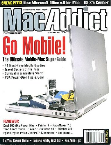 MacAddict November 2001 w/CD Ultimate Mobile-Mac SuperGuide, Microsoft ...