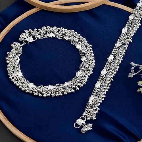 Buy Navjai Trendy Flexible Silver Payal Sterling Silver Traditional ...