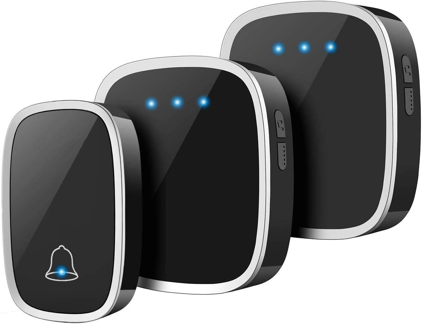 Timbre Inalámbrico exterior impermeable con 2 Transmisor y 3 Receptores ...