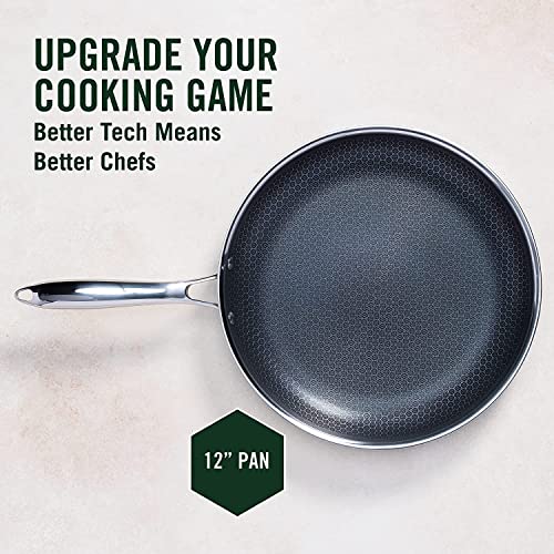 HexClad 12 Inch Hybrid Stainless Steel Frying Pan with Stay-Cool Handle ...