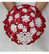 Amazon.com: Mhojpik Bridal Wedding Bouquet Round Bling Brooch Bouquet ...