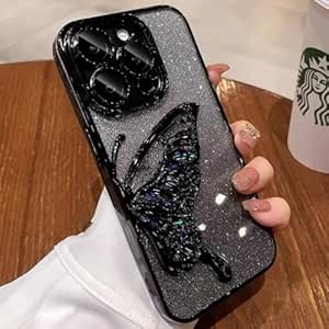 Erams Online for iPhone 16 Pro Max Luxury Quicksand Glitter Butterfly Case Shinny Bling Clear ...