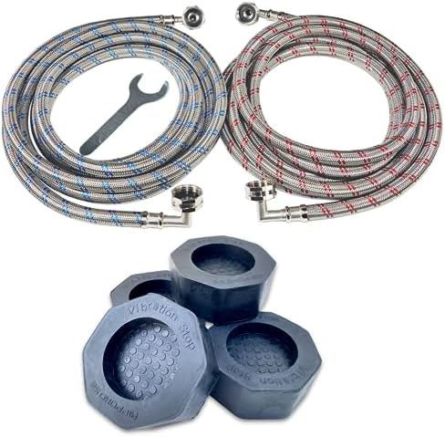 Amazon.com: Washing Machine Hoses (4FT) - (2 Pack) Double 90° Braided ...