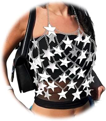 Amazon.com: Star Sequins Chest Chains Bikini Bra Top Festival Rave ...