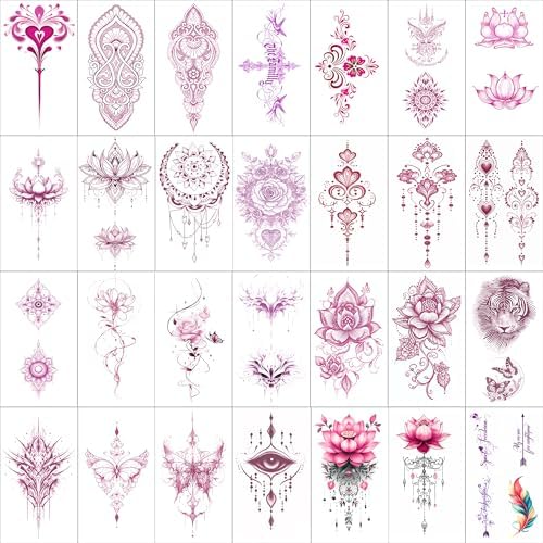 Amazon.com : 38 Pcs Temporary Tattoos for Women, Realistic Temporary ...