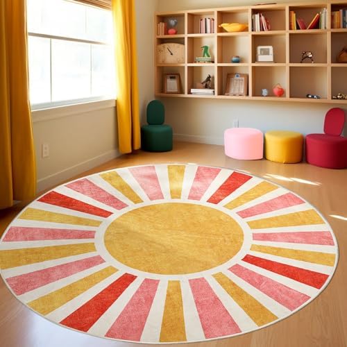 Amazon.com: STARUIA Round Boho Rug 6 Ft Washable Round Area Rug for ...