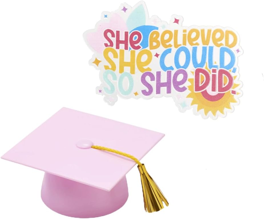 Amazon.com: DECOPAC Girl Graduation Cake Topper - She Believed She ...