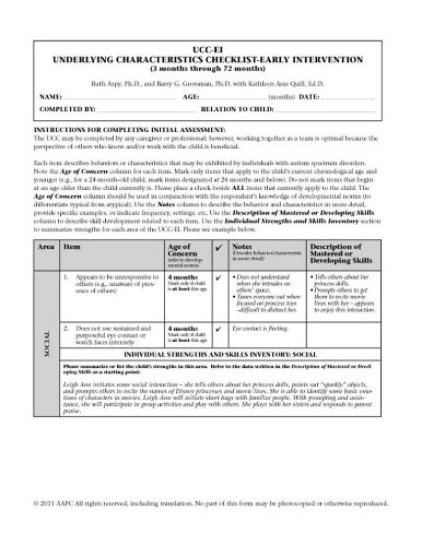 Underlying Characteristics Checklist - Early Intervention (UCC-EI ...