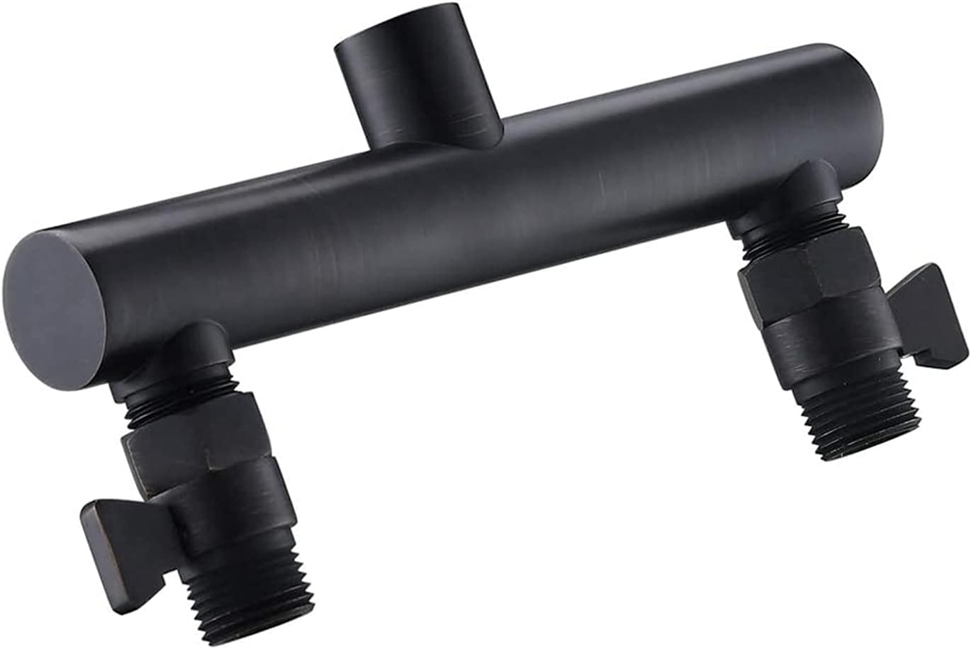 AZOS Black Double Outlet Manifold with Brass Shut Off Valves, Bathroom ...