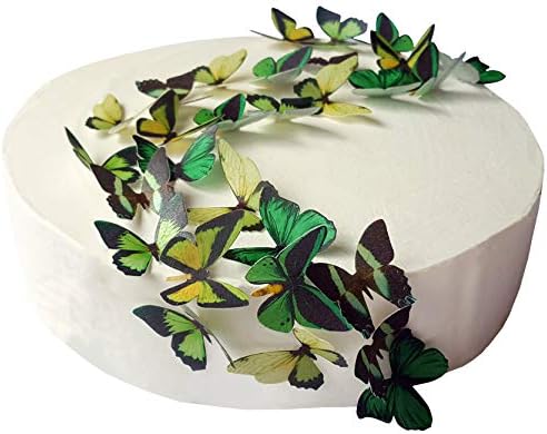 Cakeshop 12 x PRE-CUT Green Edible Butterfly Cake Toppers : Amazon.co ...