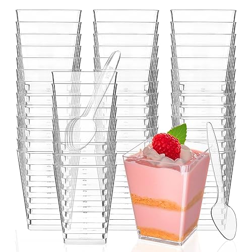 Snapklik.com : Zezzxu 50 Pack 5 Oz Square Dessert Cups