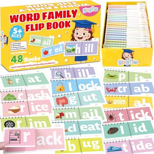 Amazon.com: gisgfim 48 Word Family Build Book Read and Rhyme Flip ...