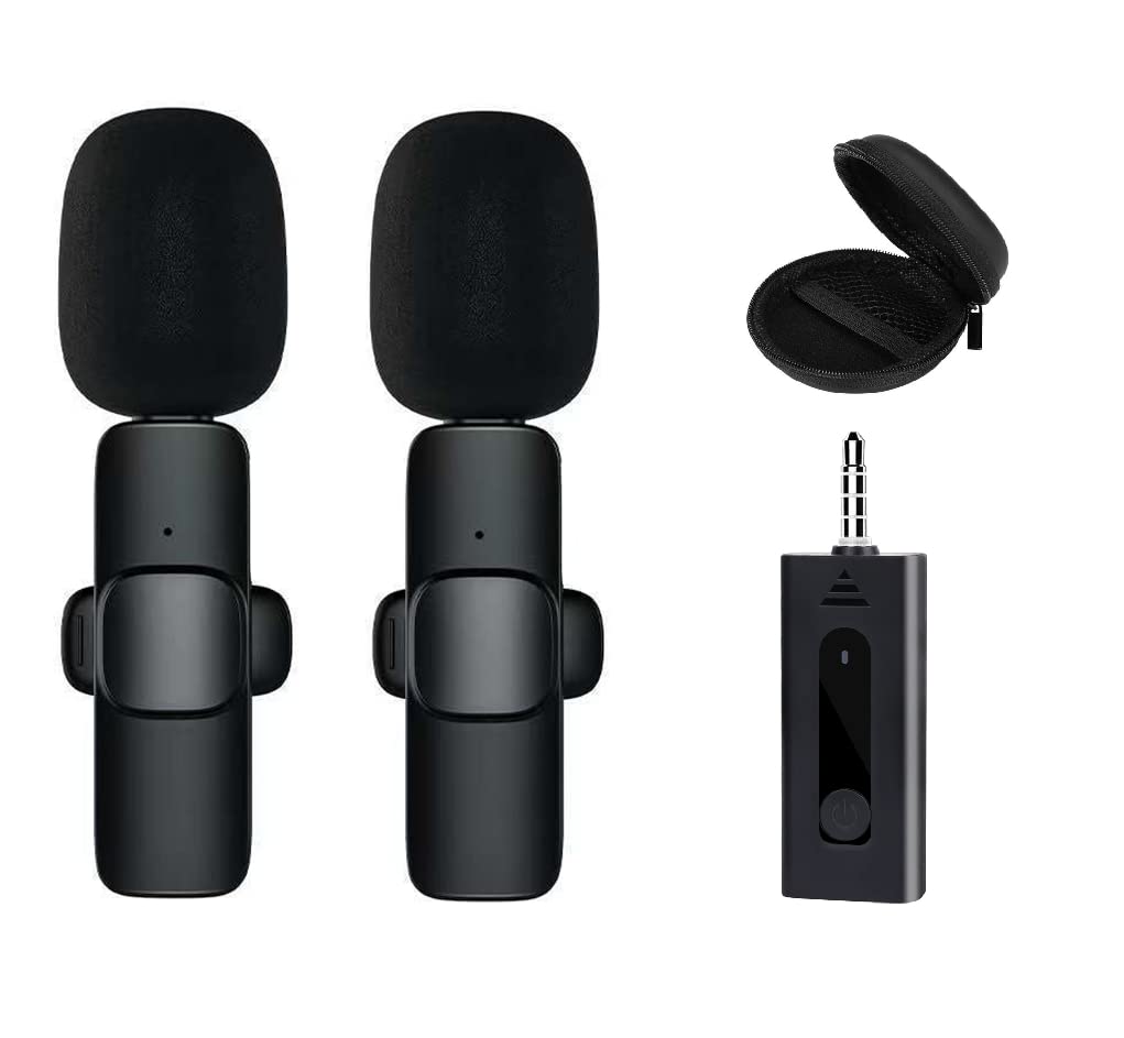 T TECLUSIVE Dual Wireless Microphone Compatible for 3.5mm Jack DSLR ...