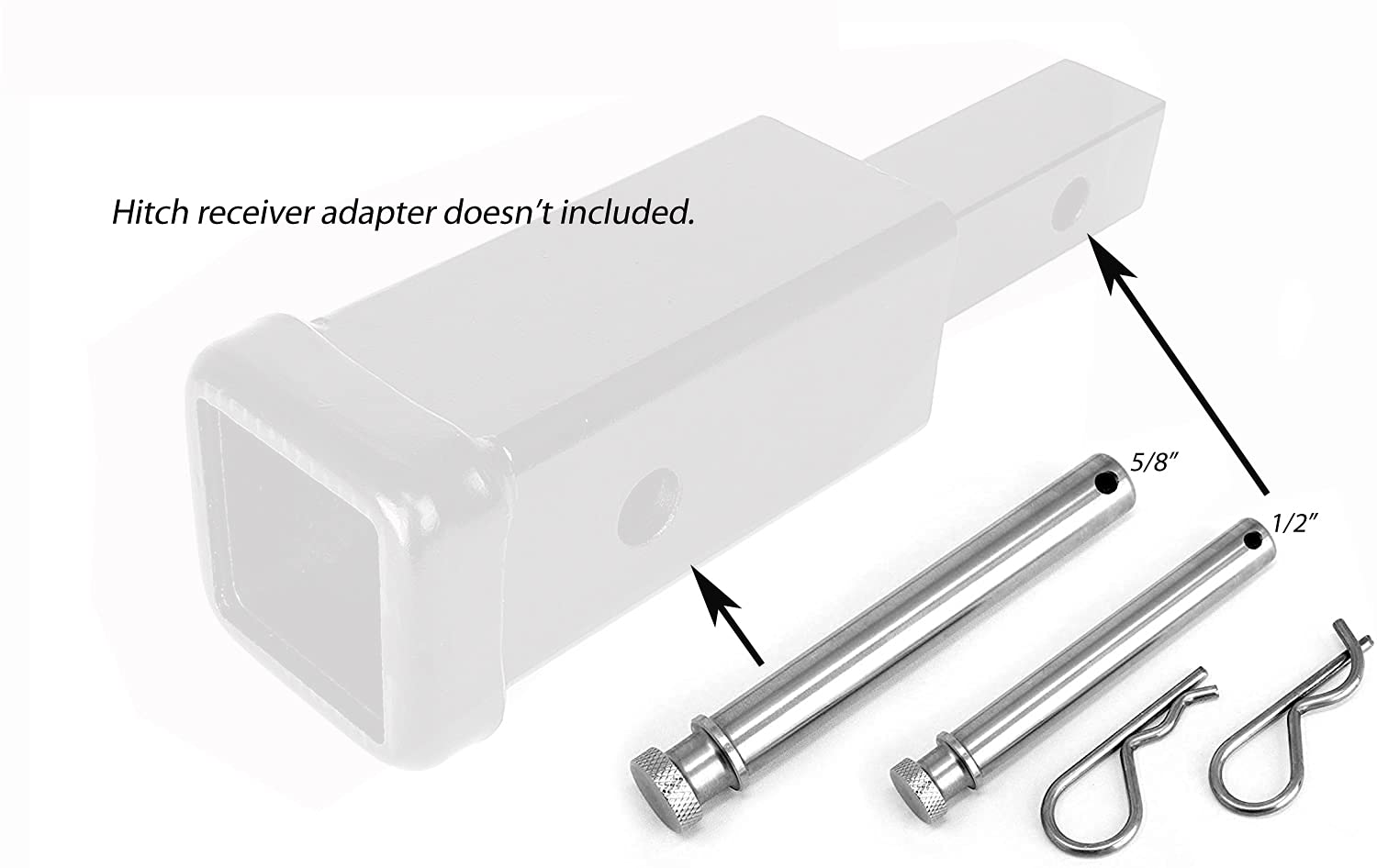 Snapklik.com : 5/8 And 1/2 In Diameter Stainless Steel Hitch Pins Set ...