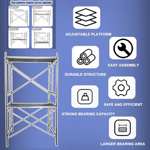 14.2ft -Scaffold Rolling Tower. The 3 Layers of guardrail Scaffolding ...