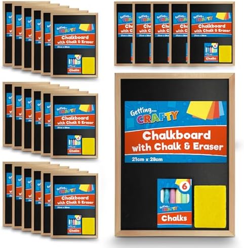 24pk Bulk Chalk Board for Kids | 21 x 28cm Small Chalkboard with Eraser ...