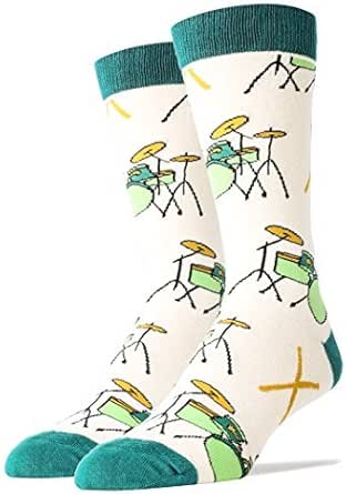 Amazon.com: ooohyeah Men's Novelty Crew Socks, Music Lover Music Band ...