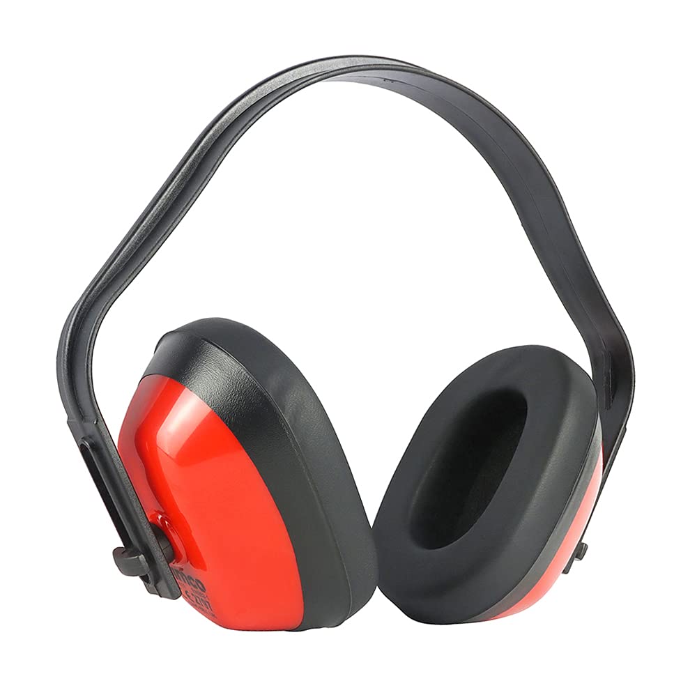 TIMCO Ear Defenders - Adjustable ear cups for comfort - 27.6dB - Red ...