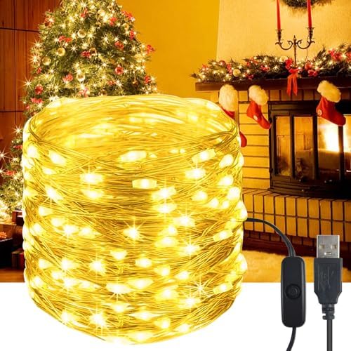 YIFMOO USB LED String Lights, 10M 100 LED Waterproof String Lights with ...