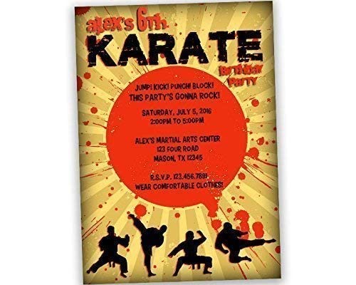 Amazon.com: Kids Karate Birthday Invitations Boys Invite Martial Arts ...