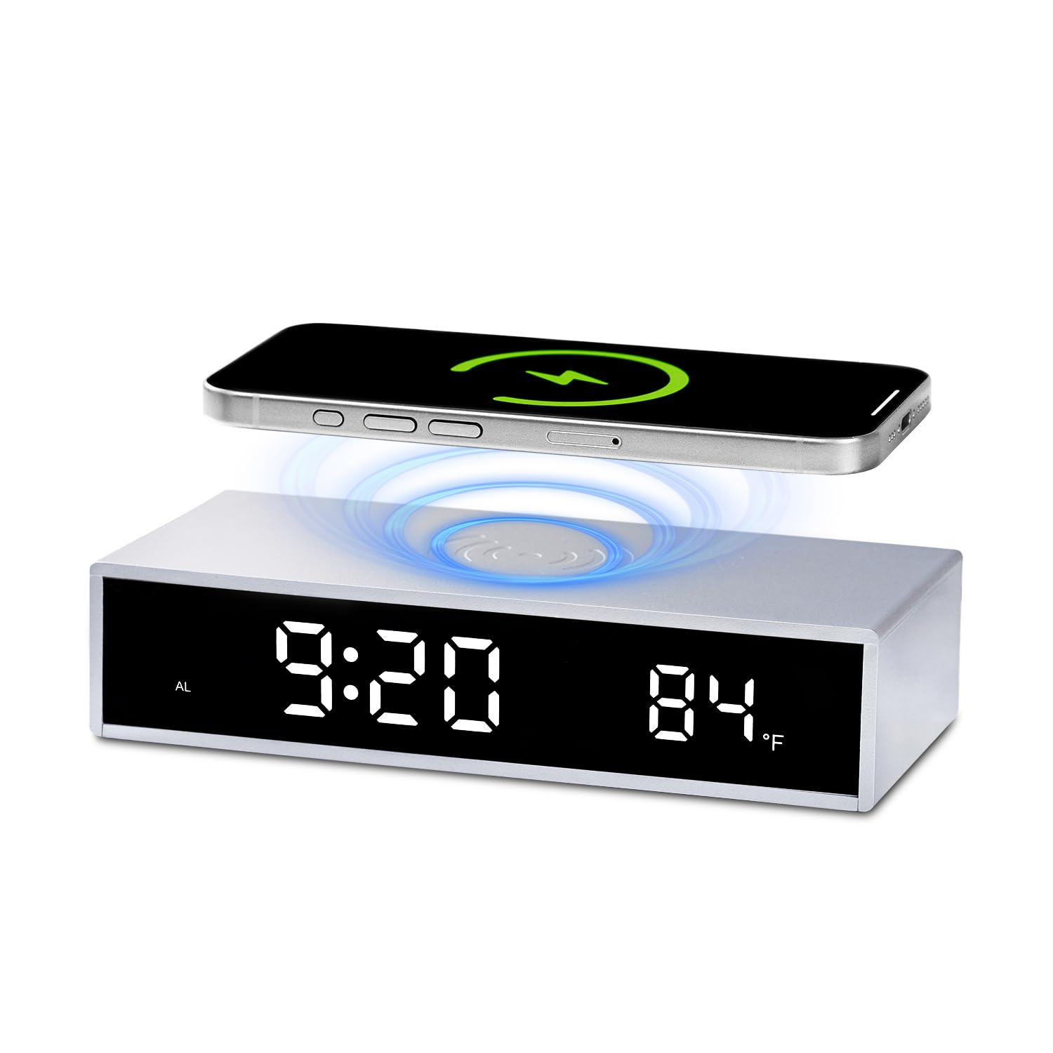 Amazon.com: Digital Alarm Clock with with Wireless Charging, 15W Fast ...
