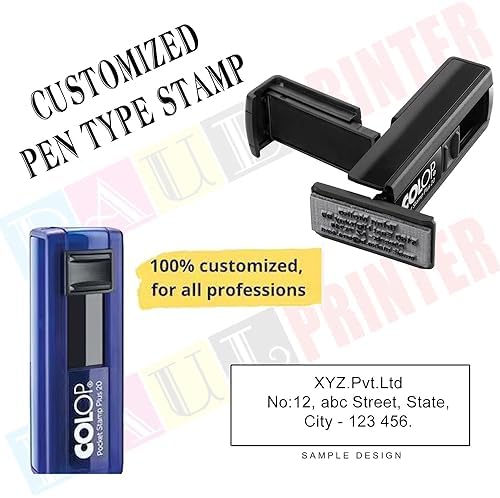 Pocket Stamp – Compact Polymer Self-Inking Stamp (Up to 4 Lines Custom ...
