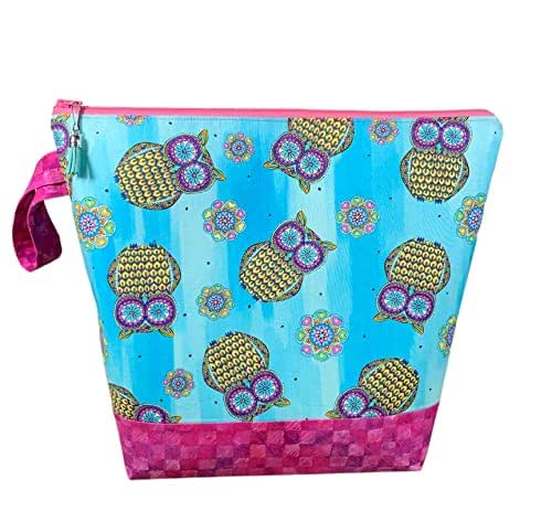 Amazon.com: Owls Large Knitting Project Bag Crochet Craft Sack Travel ...
