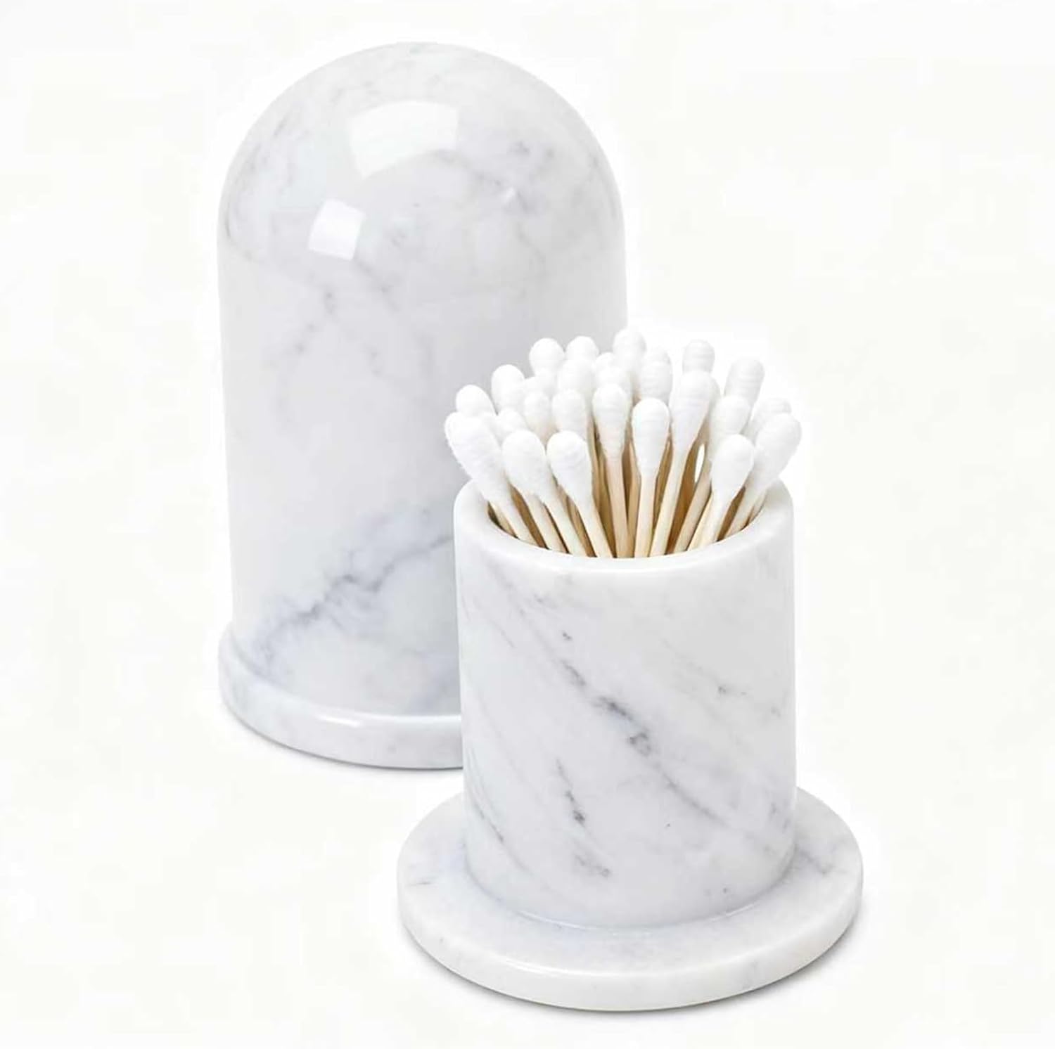Amazon.com: Terramason Marble Qtip Holder with Lid for Cotton Swabs ...