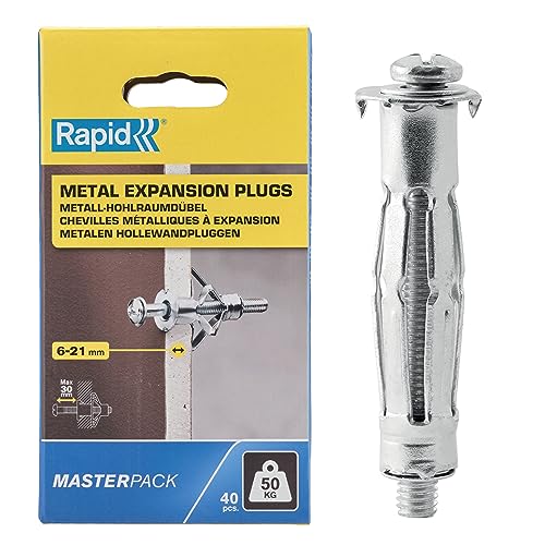 Rapid Hollow Wall Anchors, Pack of 40 Heavy Duty Metal Plasterboard ...