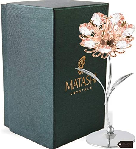 Amazon.com: QFkris Pink Crystal Rose Bouquet Flower Figurine for Home ...