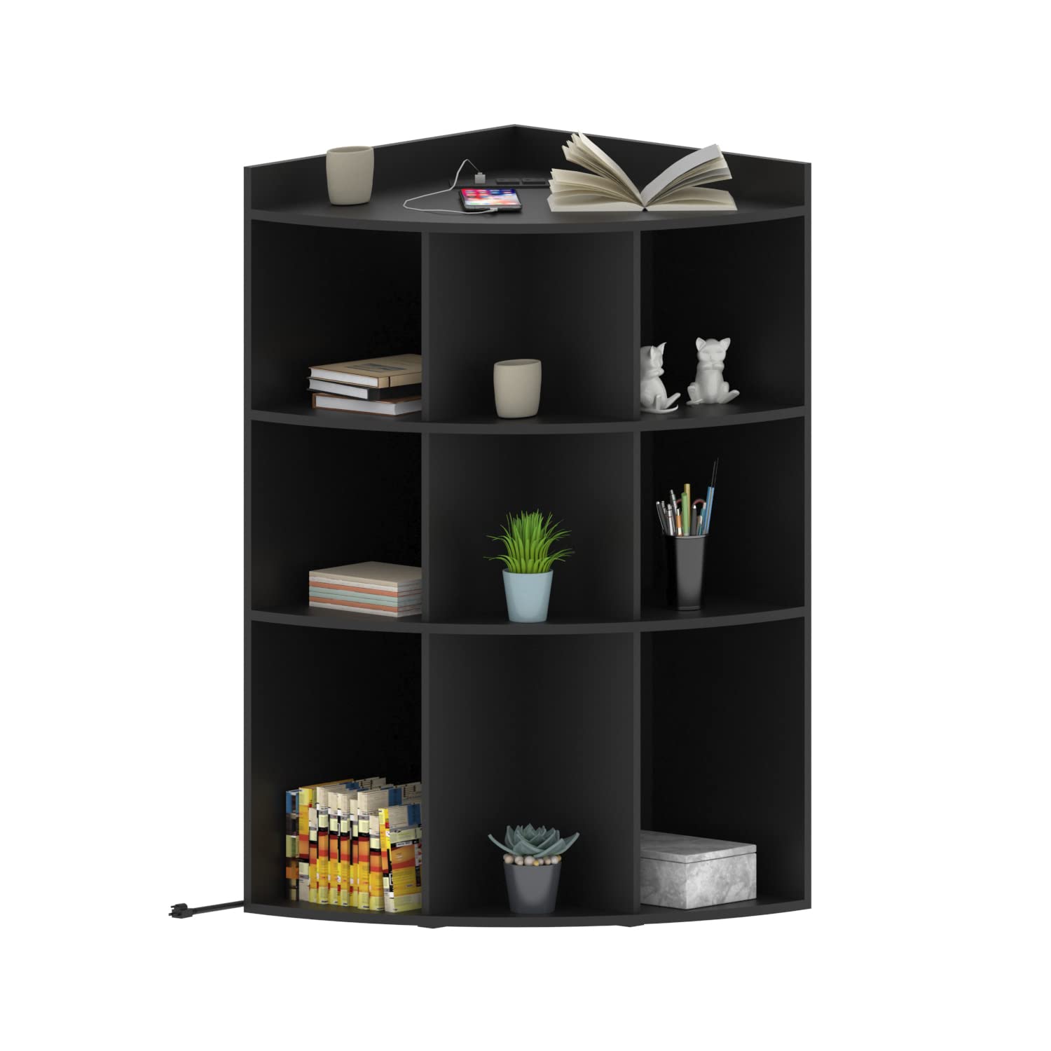Wodeer Corner Cabinet with Charging Station,Corner Toy Storage with 2 ...