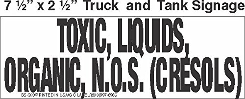 GC Labels-BS300, Bulk Tank Chemical Label TOXIC, LIQUIDS, ORGANIC, N.0 ...