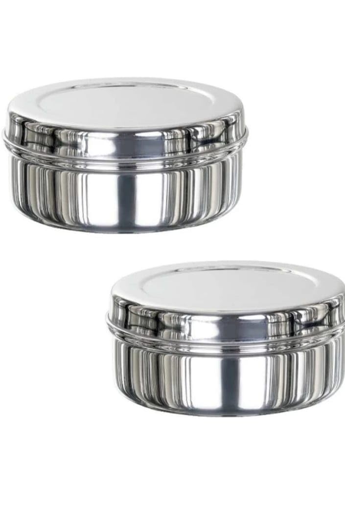 Pratap;s Stainless Steel Round Storage Container/Puri Dabba/Fridge ...