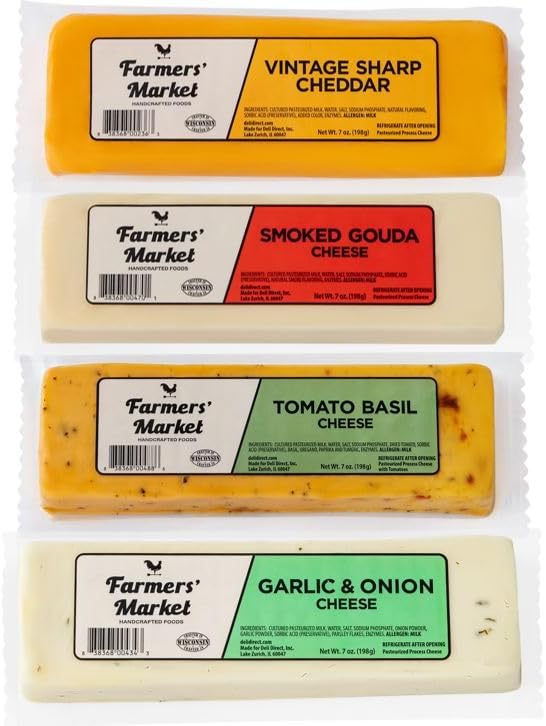 Amazon.com: Deli Direct Farmers' Market Cheese Block Assortment 7oz 4 ...