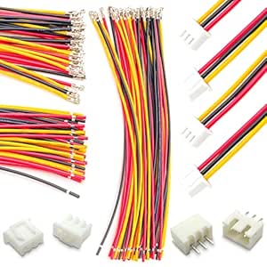 Kidisoii XH 2.54mm JST Male Connector Kit with 22AWG Pre-Crimped Wire, 2/3/4/5/6/7/8/9/10/12 Pin ...